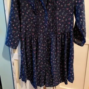Reborn | Tops | Navy Floral Chiffon Button Down Tunic | Poshmark